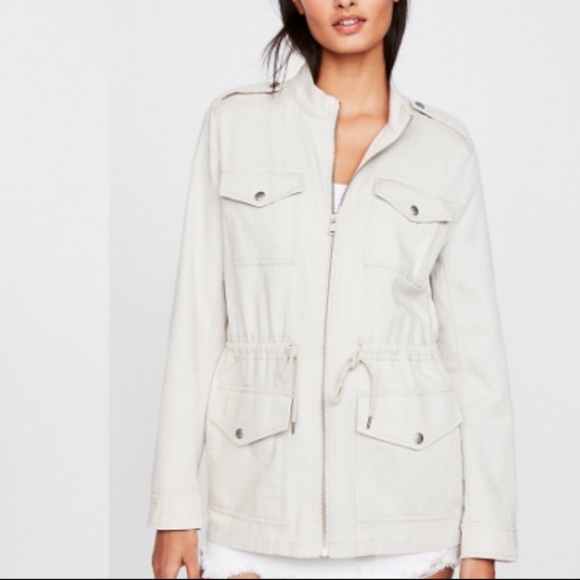 Express | Jackets & Coats | Express Lightweight Cream Utility Jacket ...